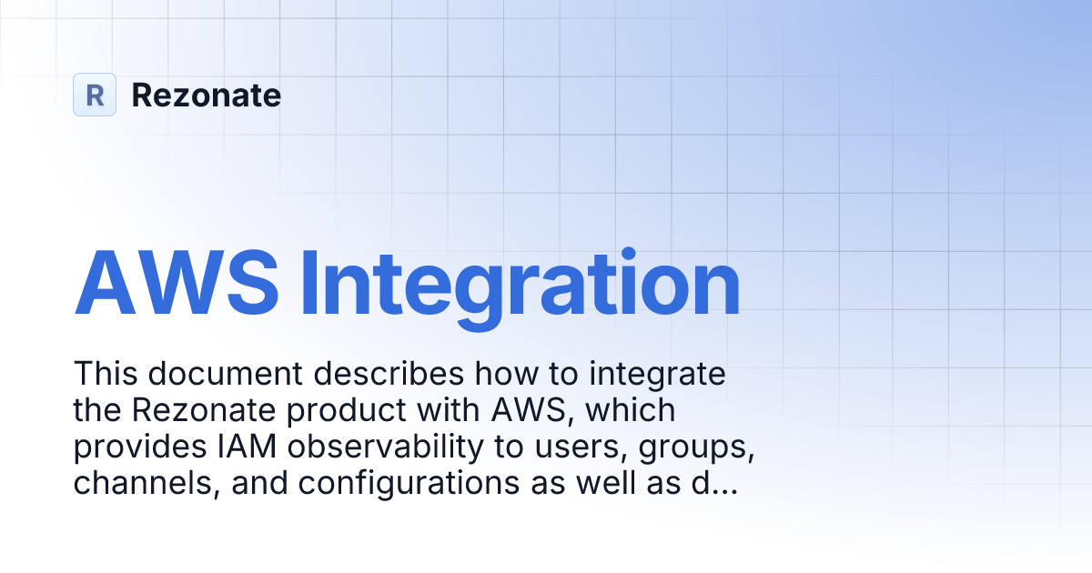 AWS Integration | Rezonate
